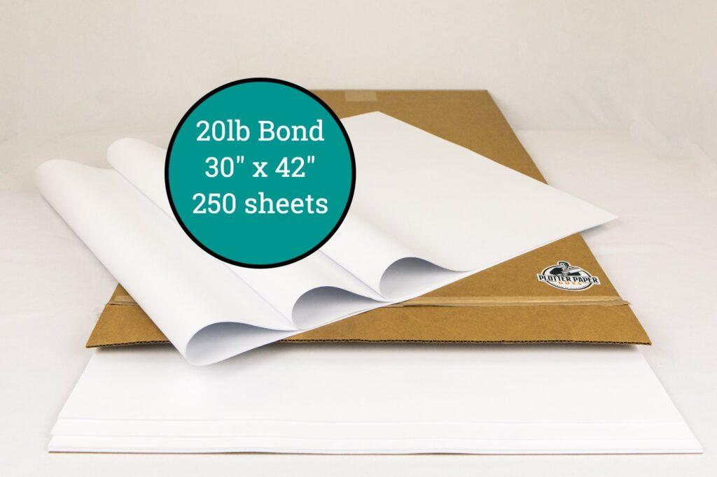 20 lb Xerographic Bond Paper - 30" x 42" (250 sheets) - Plotter Paper Guys®