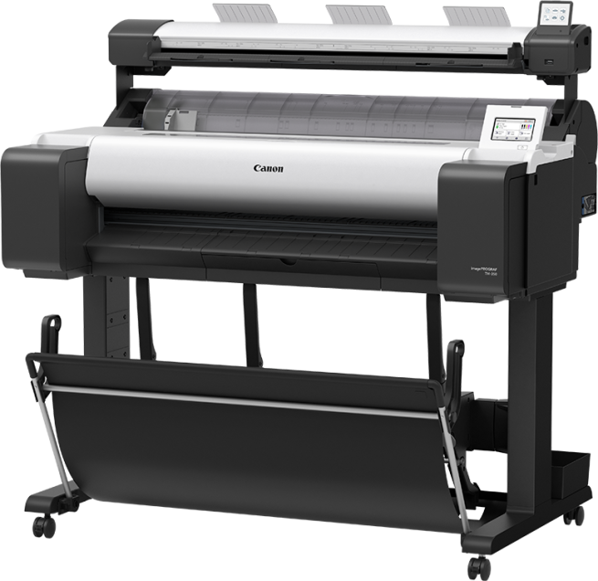 TM-350MFP Printer (36", w/ Lm36, stand, & stackable basket) - Plotter Paper Guys