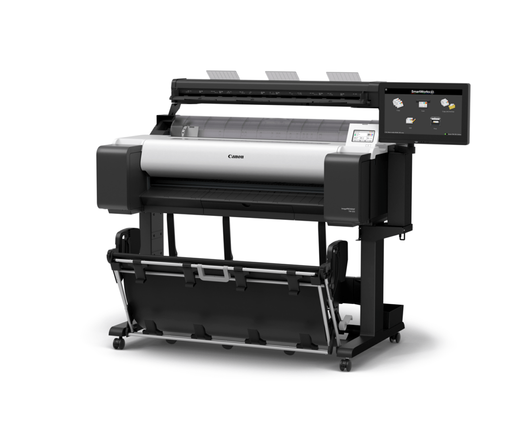 TM-355 MFP Printer (36", w/ Z36, stand, & flat stacking basket) - Plotter Paper Guys®
